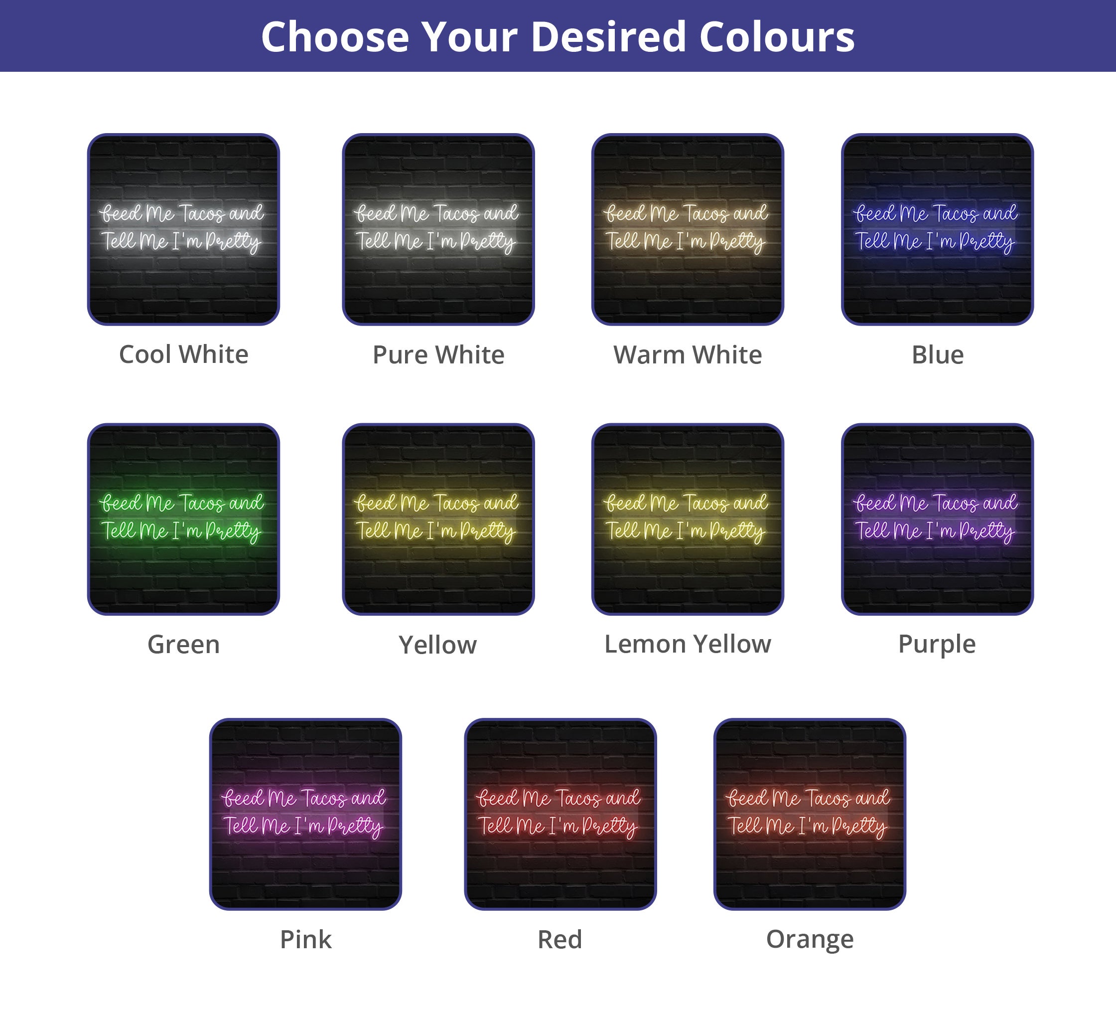 Sturdy Feed Me Tacos And Tell Me I'm Pretty Neon Sign | Printed Feed Me ...