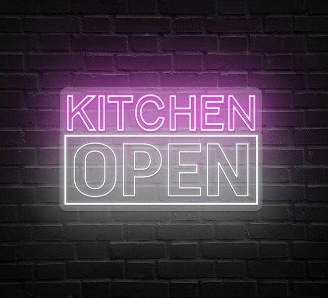Sturdy Kitchen Open Neon Sign | Printed Kitchen Open Neon Sign ...