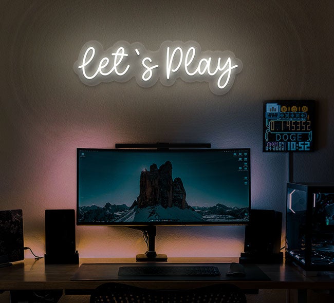 Sturdy Let's Play Neon Sign | Printed Let's Play Neon Sign - Bannerbuzz ...