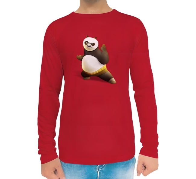 Printed Long Sleeves Crew Neck Cotton T-Shirt in Red Color | Bannerbuzz AU